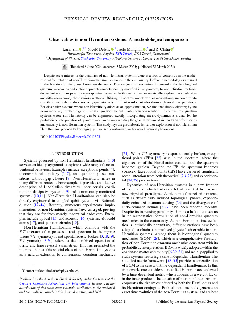 Observables in non-Hermitian systems: A methodological comparison_2406.05411v3 | PDF ...