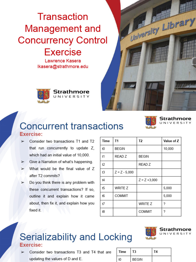 Transaction Management and Concurrency Control Exercise | PDF