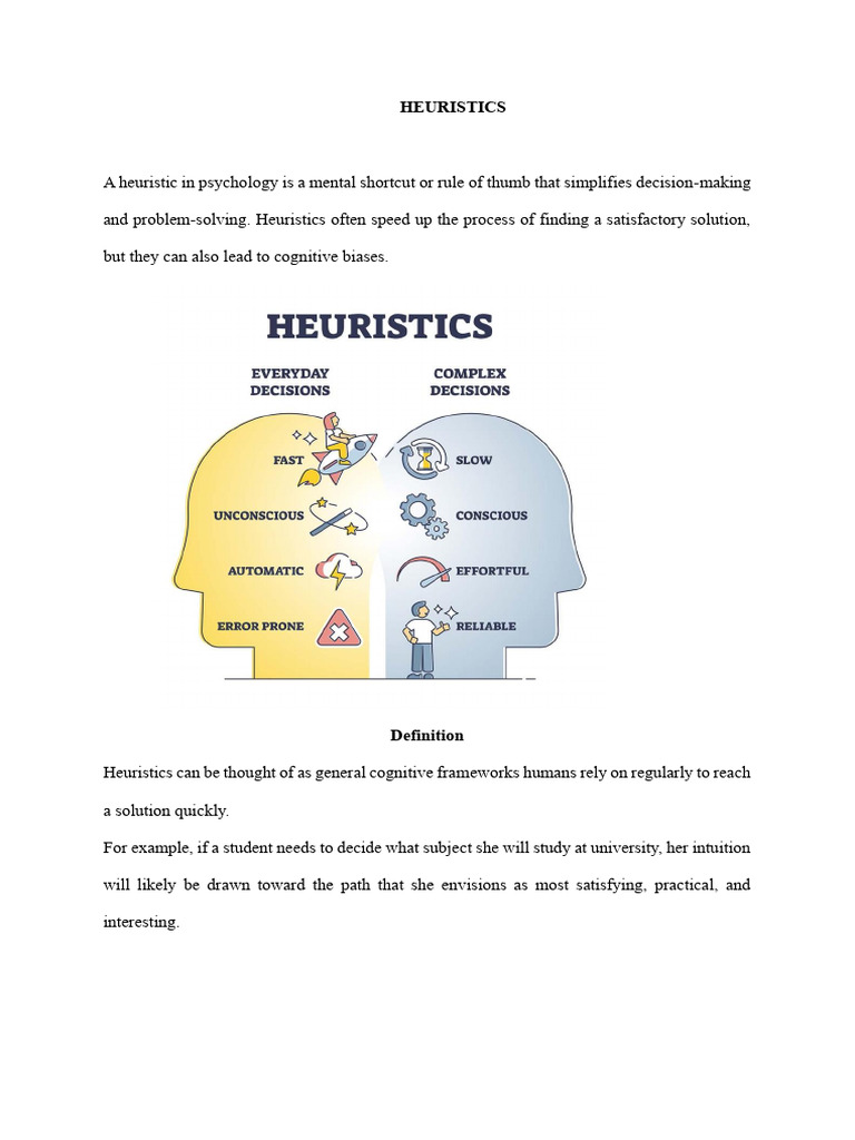 HEURISTICS | PDF | Heuristic | Decision Making