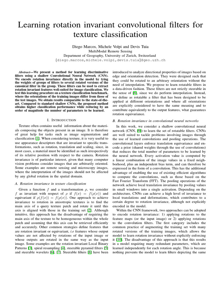 Rotational Invariant Convolutional Filter | PDF | Computational Neuroscience | Algorithms
