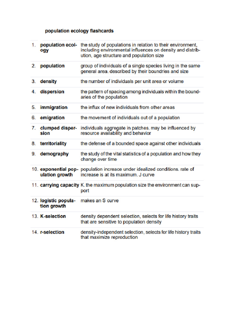 Population Ecology Reviewer | PDF