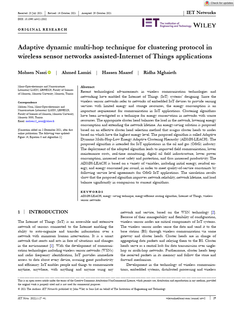 IET Networks - 2021 - Nasri - Adaptive Dynamic Multi Hop Technique For Clustering Protocol in ...