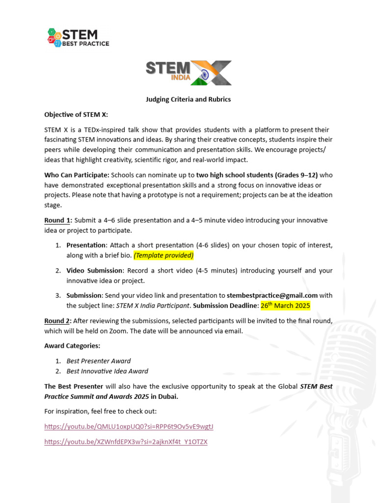 Judging Criteria and Rubrics - STEM X India | PDF | Creativity ...