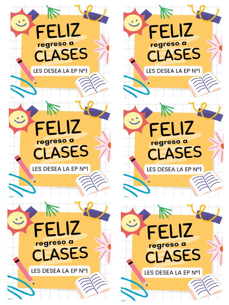 Tarjetas Regreso A Clase | PDF