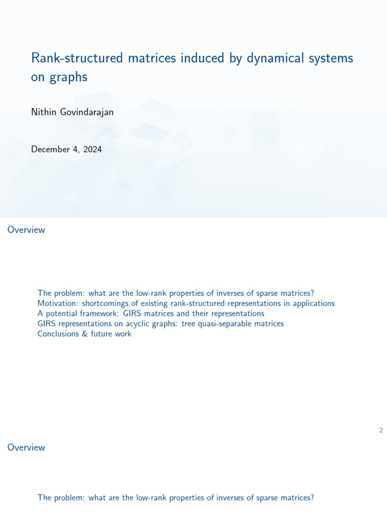 Talk: Dynamical Systems On Graphs | PDF | Matrix (Mathematics) | Matrix ...
