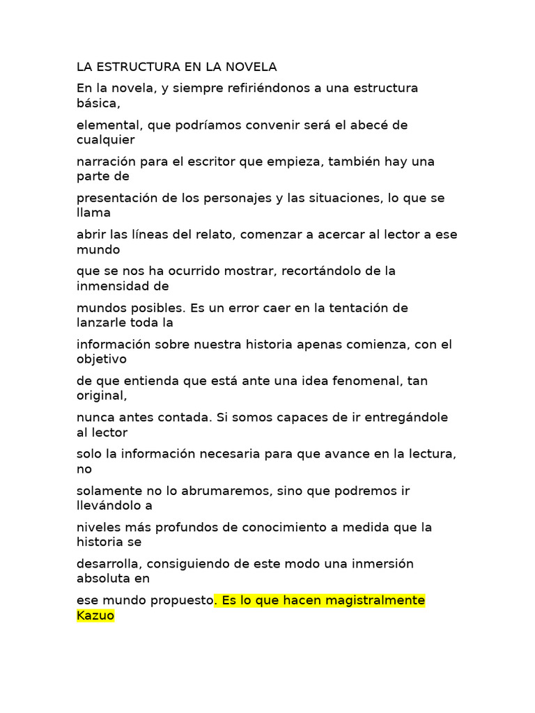 Estructura Básica de la Novela | PDF | Novelas