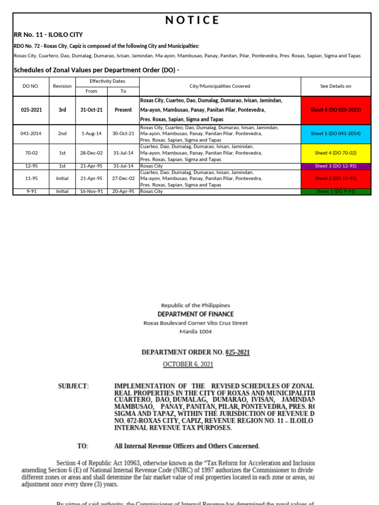 RDO No. 72 - Roxas City, Capiz | PDF