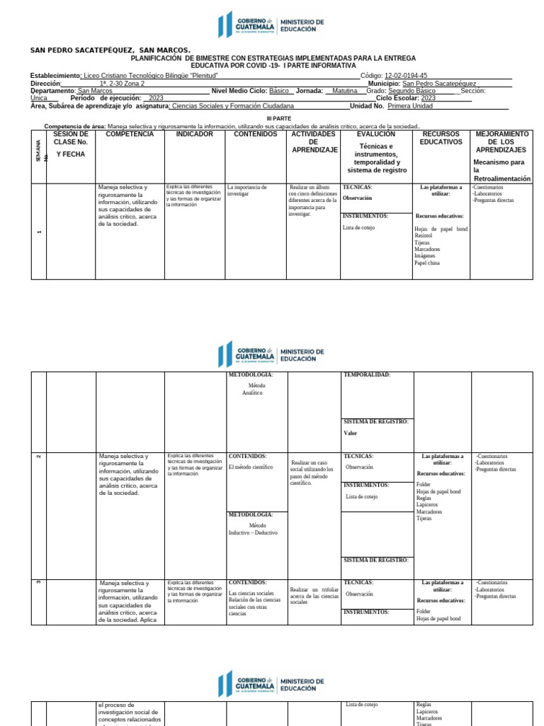 Sociales Segundo 2023 | PDF | Metodología | Observación