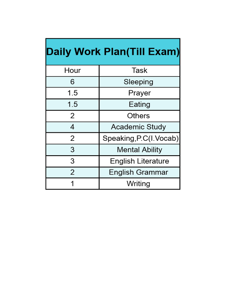 Daily Study and Work Schedule | PDF