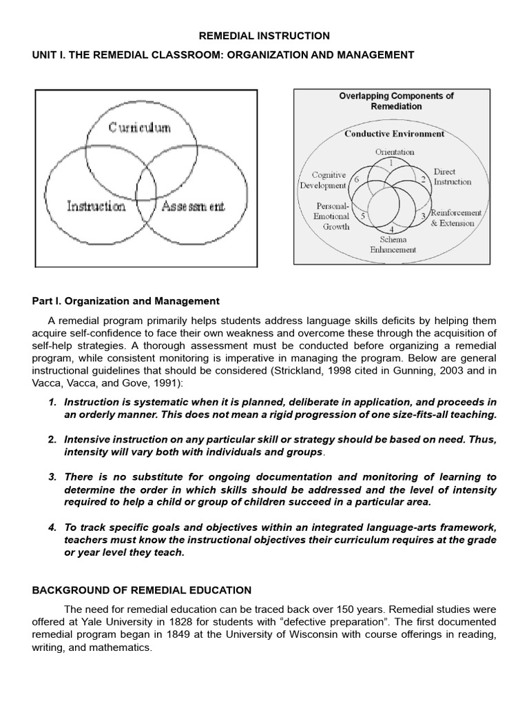 Prelim Remedial Instruction | PDF | Educational Assessment | Curriculum