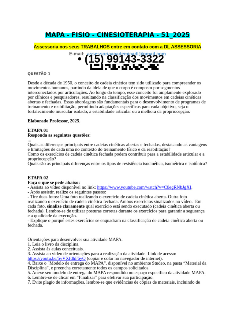 Mapa - Fisio - Cinesioterapia - 51 - 2025 | PDF | Internet