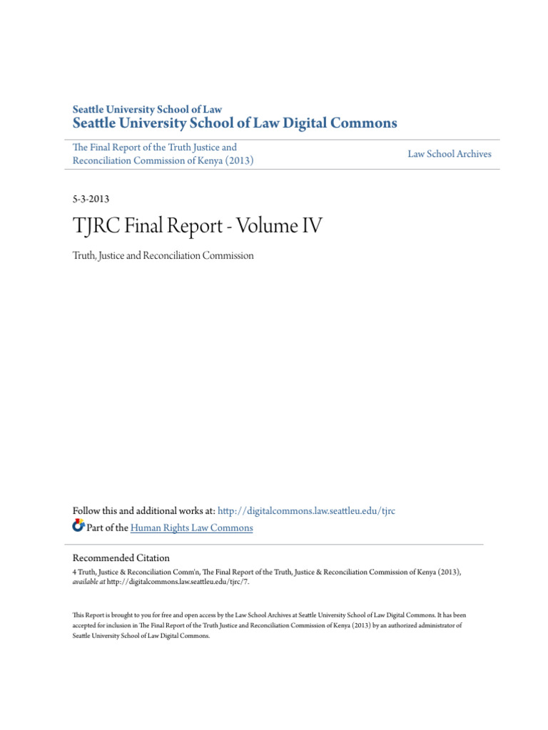 Tjrc Report | PDF | Burden Of Proof (Law) | International Criminal Court