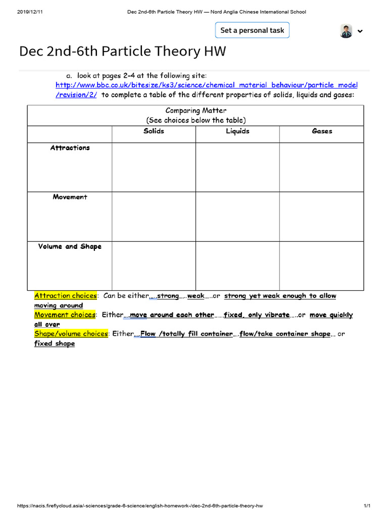 Dec 2nd-6th Particle Theory HW - Nord Anglia Chinese International ...