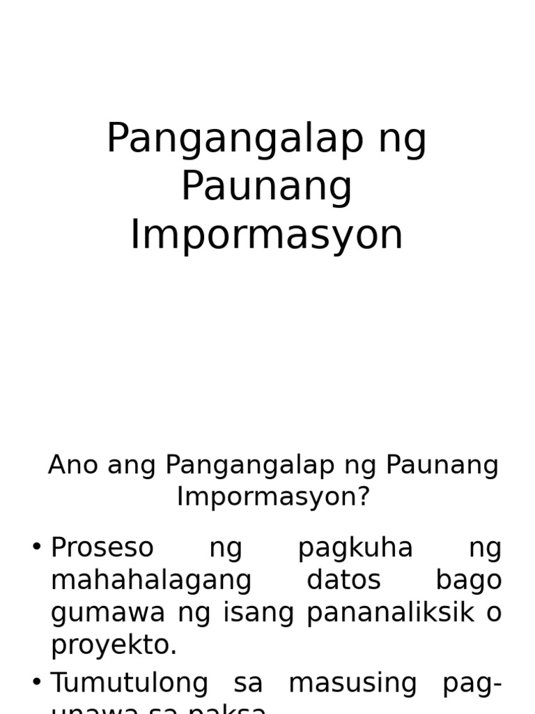 Aralin 2 Pangangalap NG Paunang Impormasyon | PDF