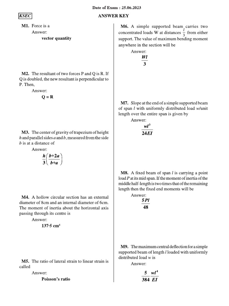 Answer Key Ksec Date of Exam 25062023 | PDF