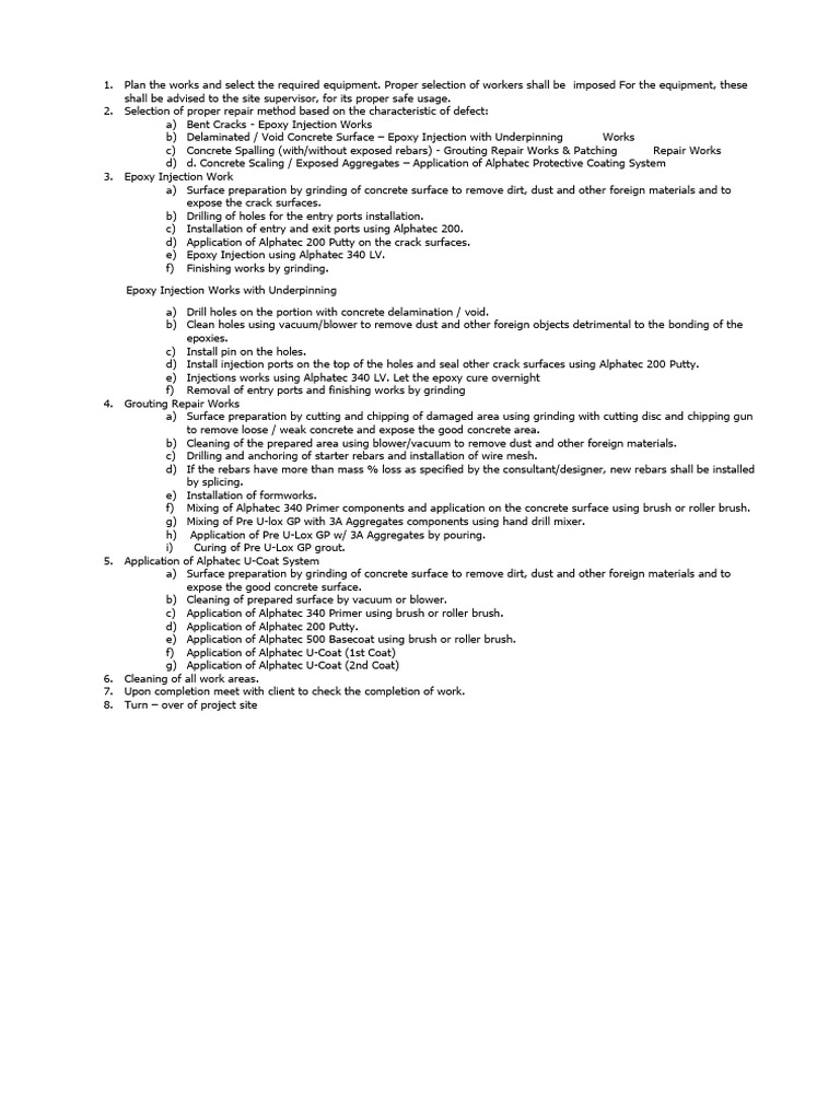 Concrete Repair Methods and Procedures | PDF | Concrete | Epoxy