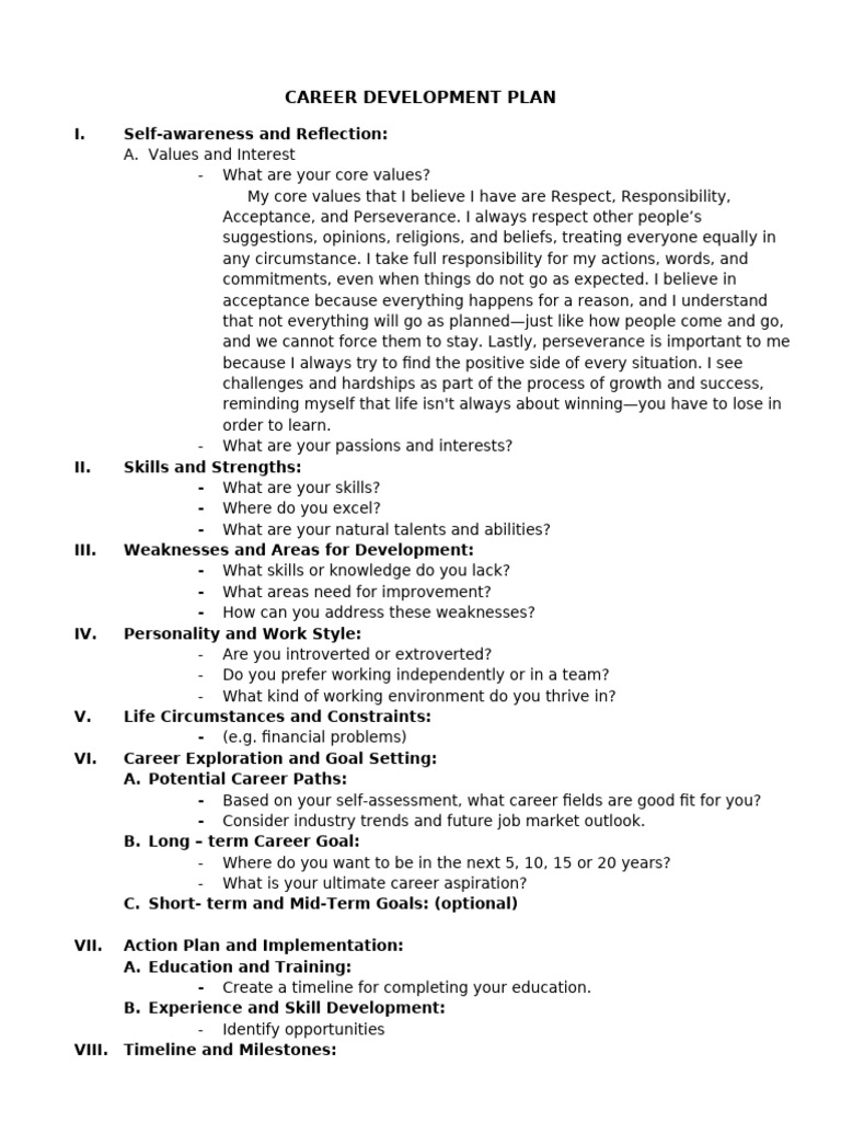 Career Development Plan PT 2025 | PDF | Extraversion And Introversion | Psychological Concepts