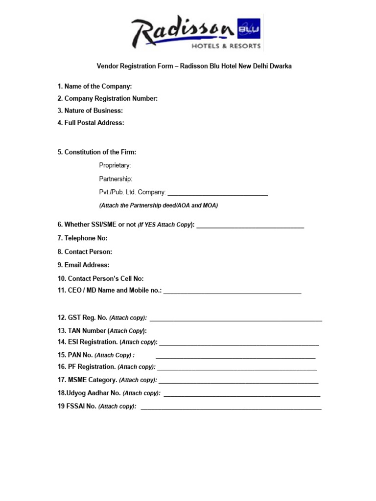 Vendor Registration Form F Y 2024-25 | PDF | Business