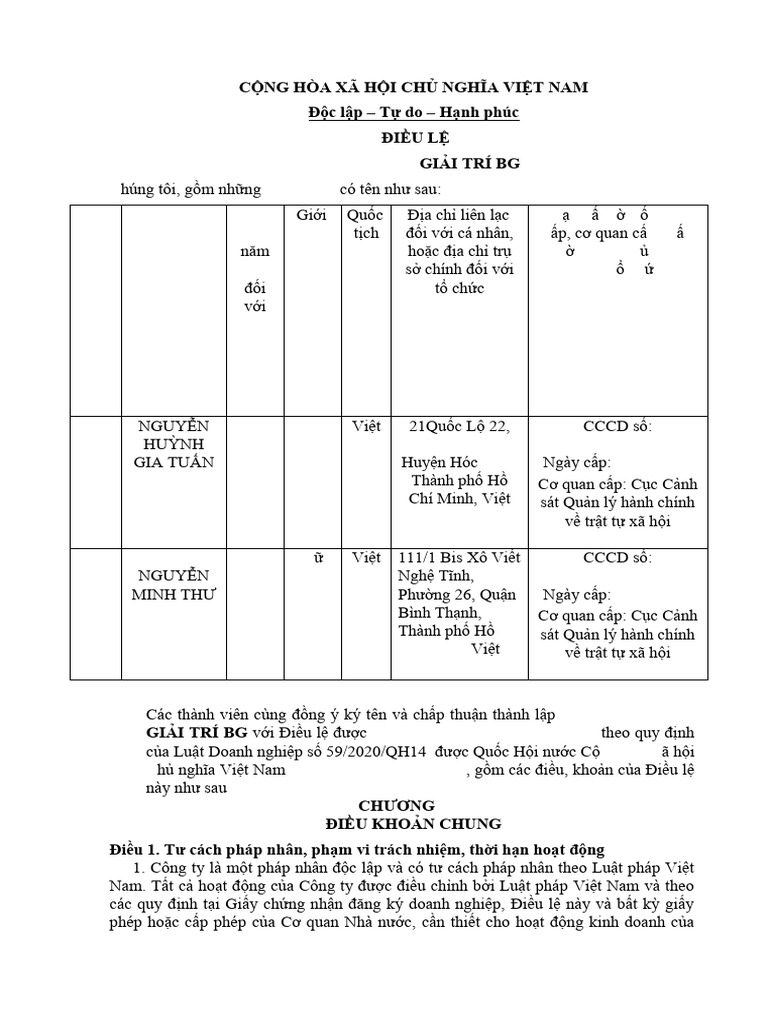4 ĐIỀU LỆ - 250210 - 154908 | PDF
