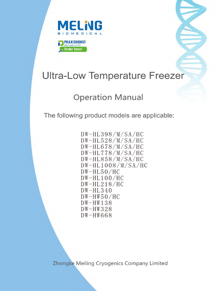 Ultra-Low Temperature Freezer Operation Manual | PDF | Refrigerator ...