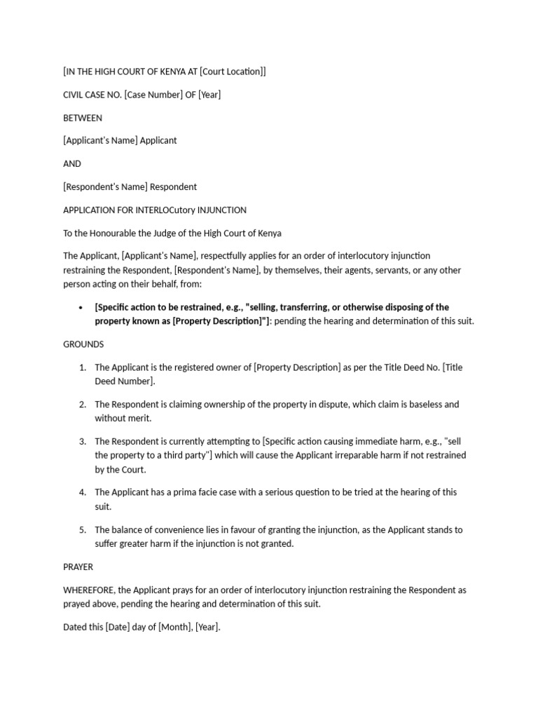 Interlocutory Application Template | PDF