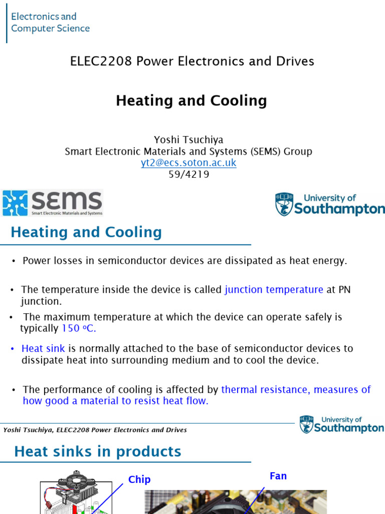 ELEC2208YTLecture05 HeatingCooling | PDF | Heat | Electronics