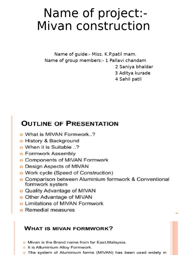 Name of Project:-Mivan Construction | PDF