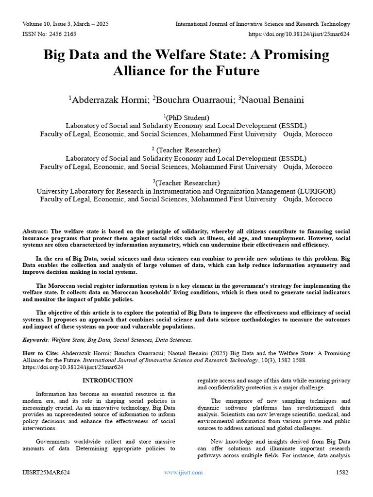 Big Data and The Welfare State: A Promising Alliance For The Future | PDF | Big Data | Data