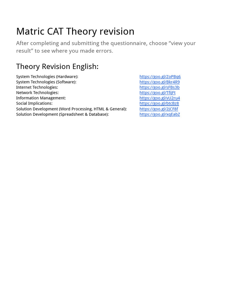 CAT Theory Revision Resources | PDF