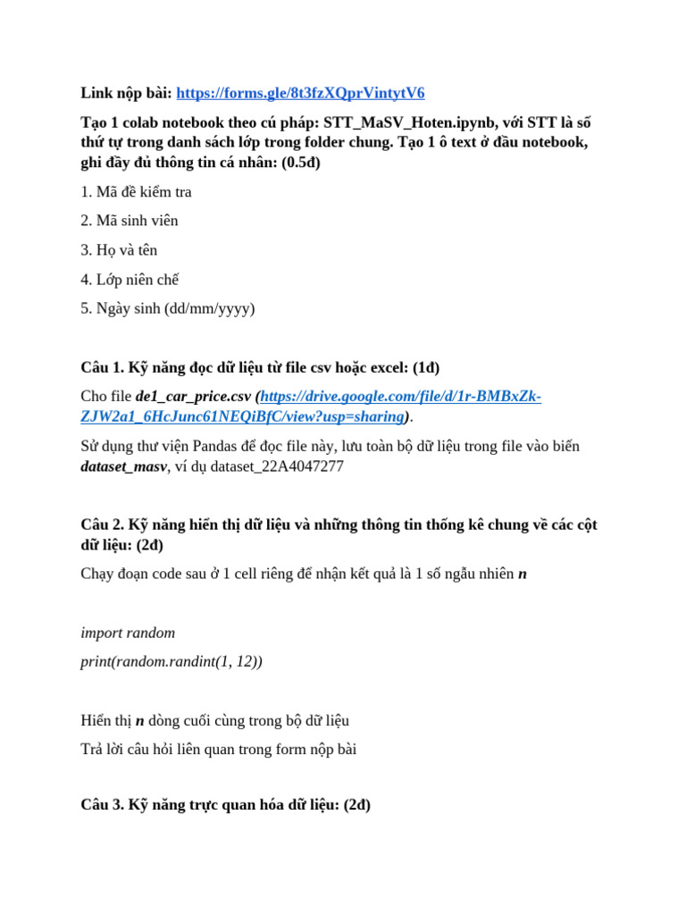 KT1 - Đề kiểm tra thử 1 | PDF