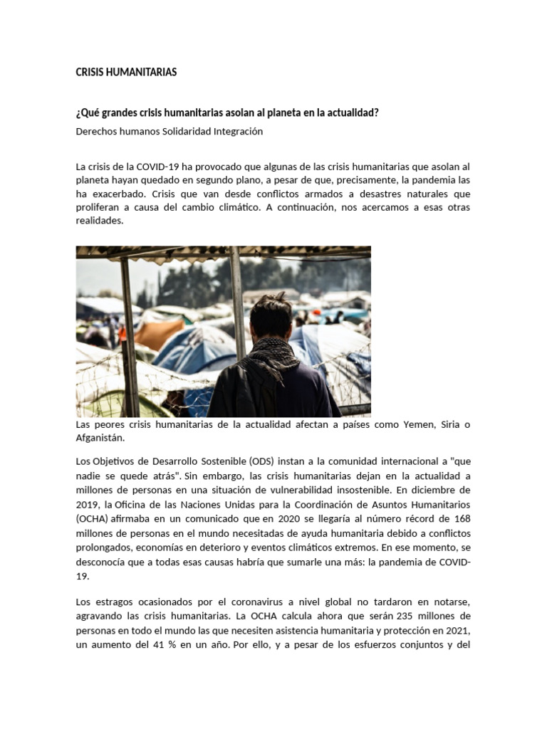 Crisis Humanitarias 1 | PDF | Refugiado | Desnutrición