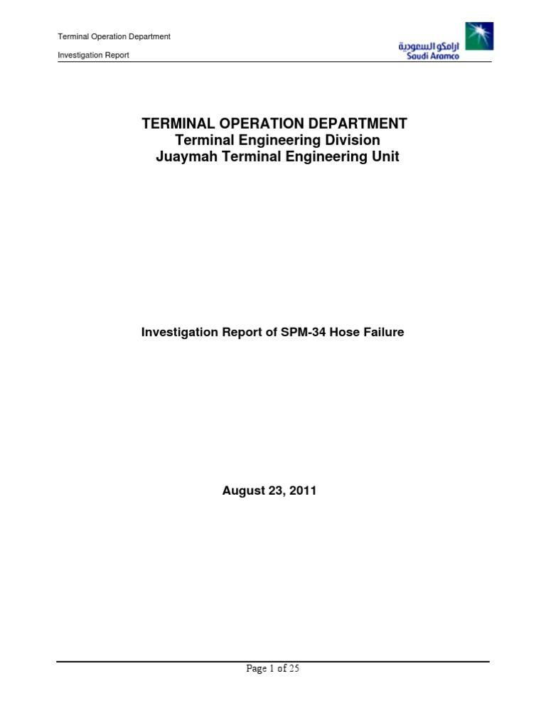 SPM-34 Hose Failure Investigation Report2 | PDF | Screw | Oil Tanker