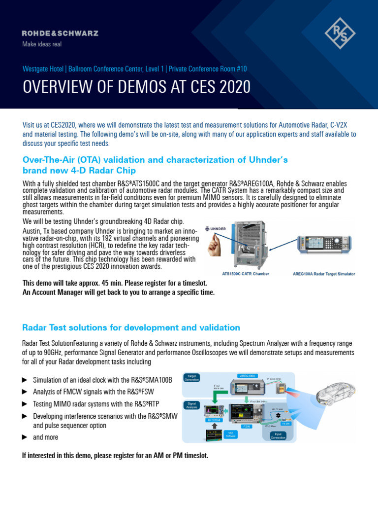 US - CES2020 Demo Station Overview | PDF | Radar | Information And Communications Technology