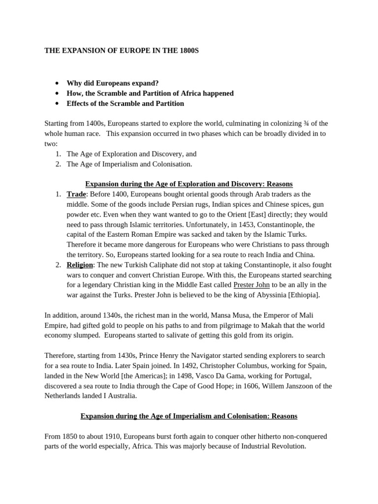 The Expansion of Europe in The 1800S | PDF | Europe | Age Of Discovery
