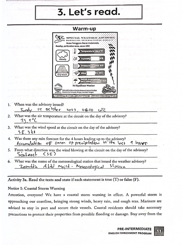 11-13 Warm Up, Activity 3a 3b | PDF