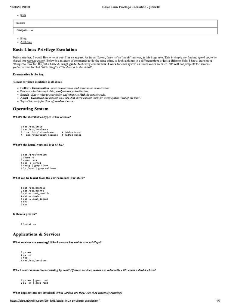 Basic Linux Privilege Escalation | PDF