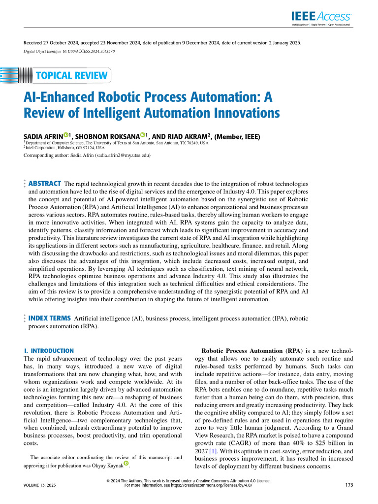 AI-Enhanced Robotic Process Automation a Review of Intelligent Automation Innovations | PDF ...