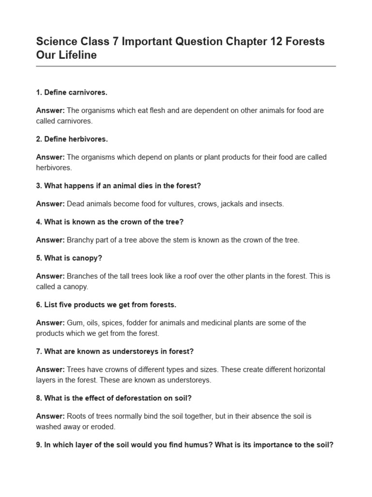 Important Question Class 7 Science Chapter 12 | PDF | Plants | Soil