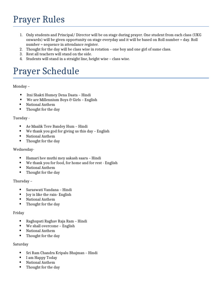 Prayer Rules | PDF