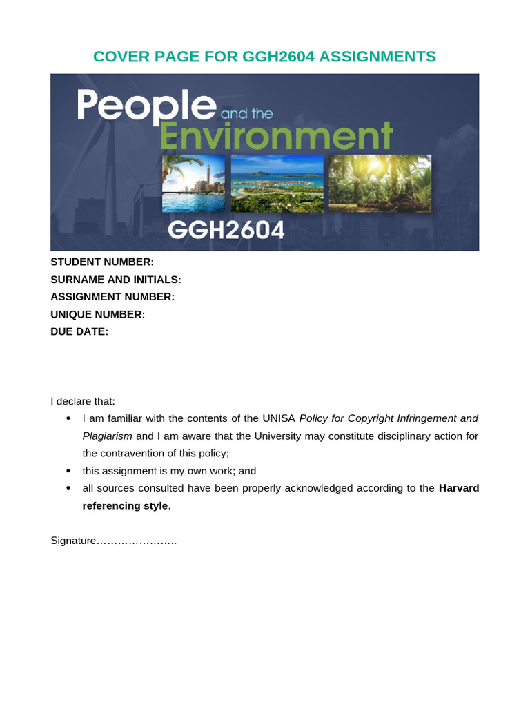 Assignment Cover Page-GGH2604 | PDF