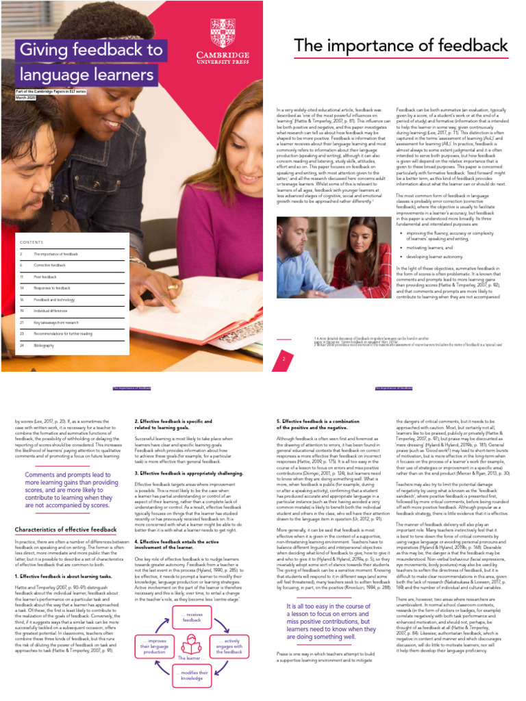 Effective Feedback for Language Learners | PDF | Learning | Teachers
