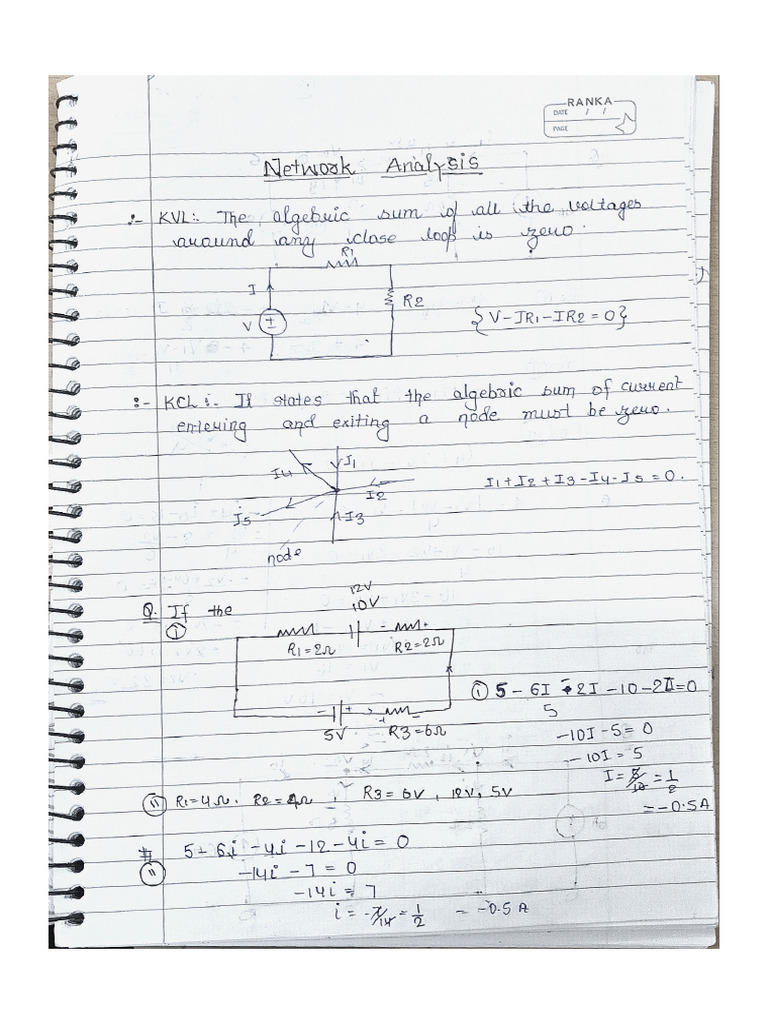 Network Analysis Notes 3rd Sem | PDF