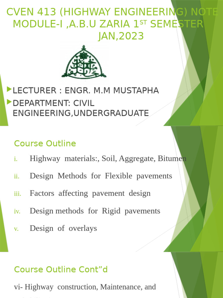 Cven 413 (Highway Engineering) M 1 1 | PDF | Silt | Clay