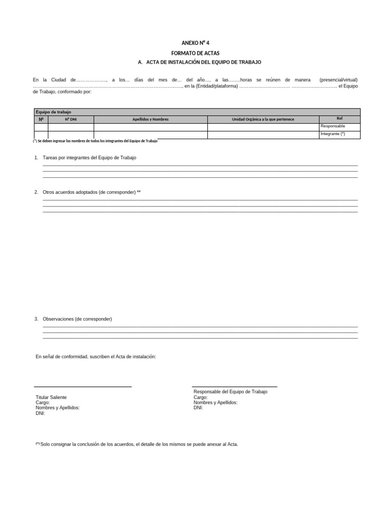 Anexo 4. Formato de Actas | PDF