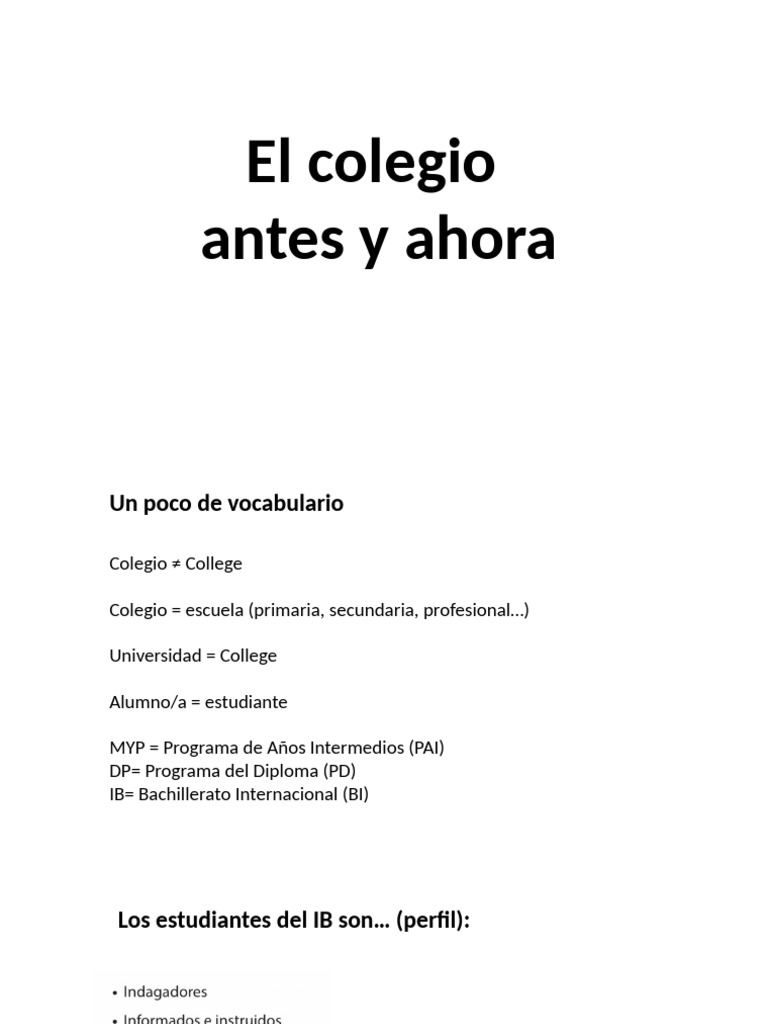 Evolución del Colegio y Valores IB | PDF