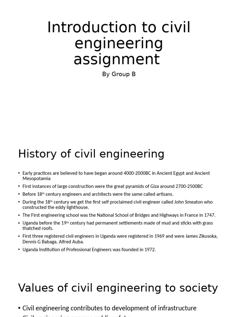 Introduction To Civil Engineering Assignment | PDF