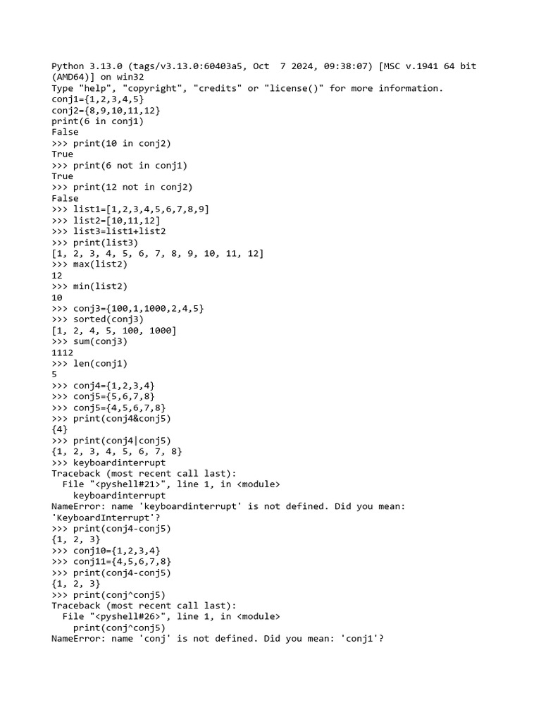Python Set and List Operations Guide | PDF