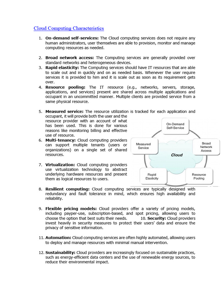 Cloud Computing Characteristics | PDF
