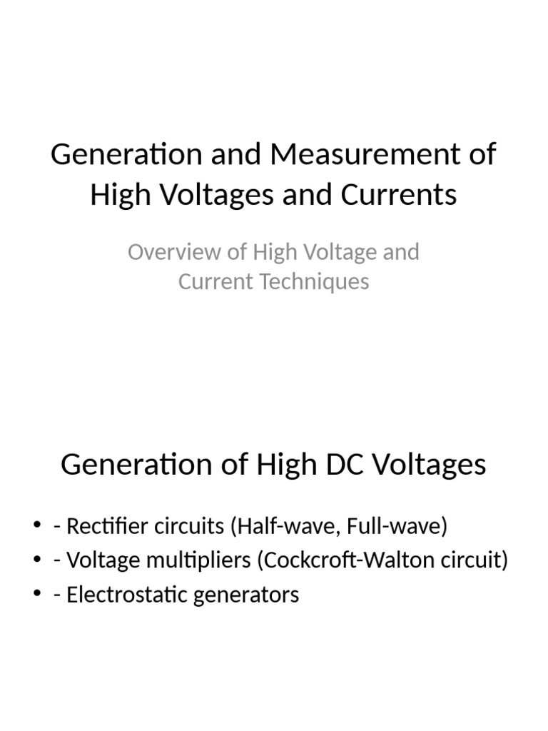 High Voltage and Current Generation Techniques | PDF