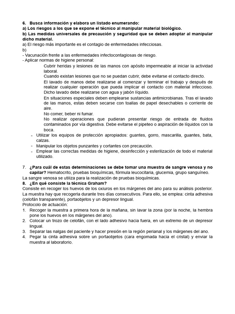Corrección Actividades 6, 7 y 8 HMH | PDF | Lavado de manos | Medicina